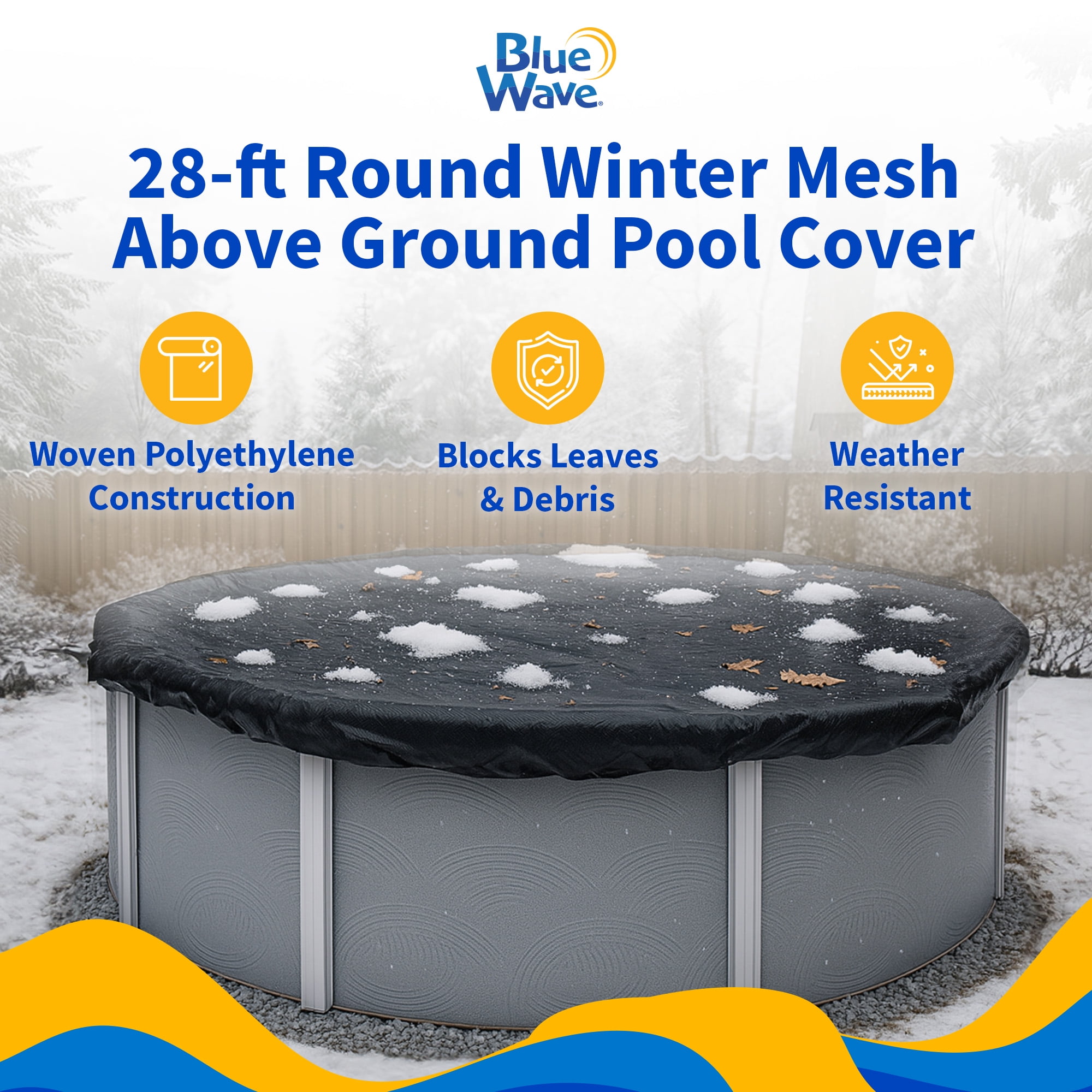 Blue Wave 28' Round Rugged Mesh Above Ground Pool Winter Cover ...