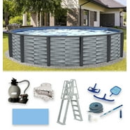 Blue Wave Belize 24-ft Round 52-in Deep 6-in Top Rail Metal Wall ...