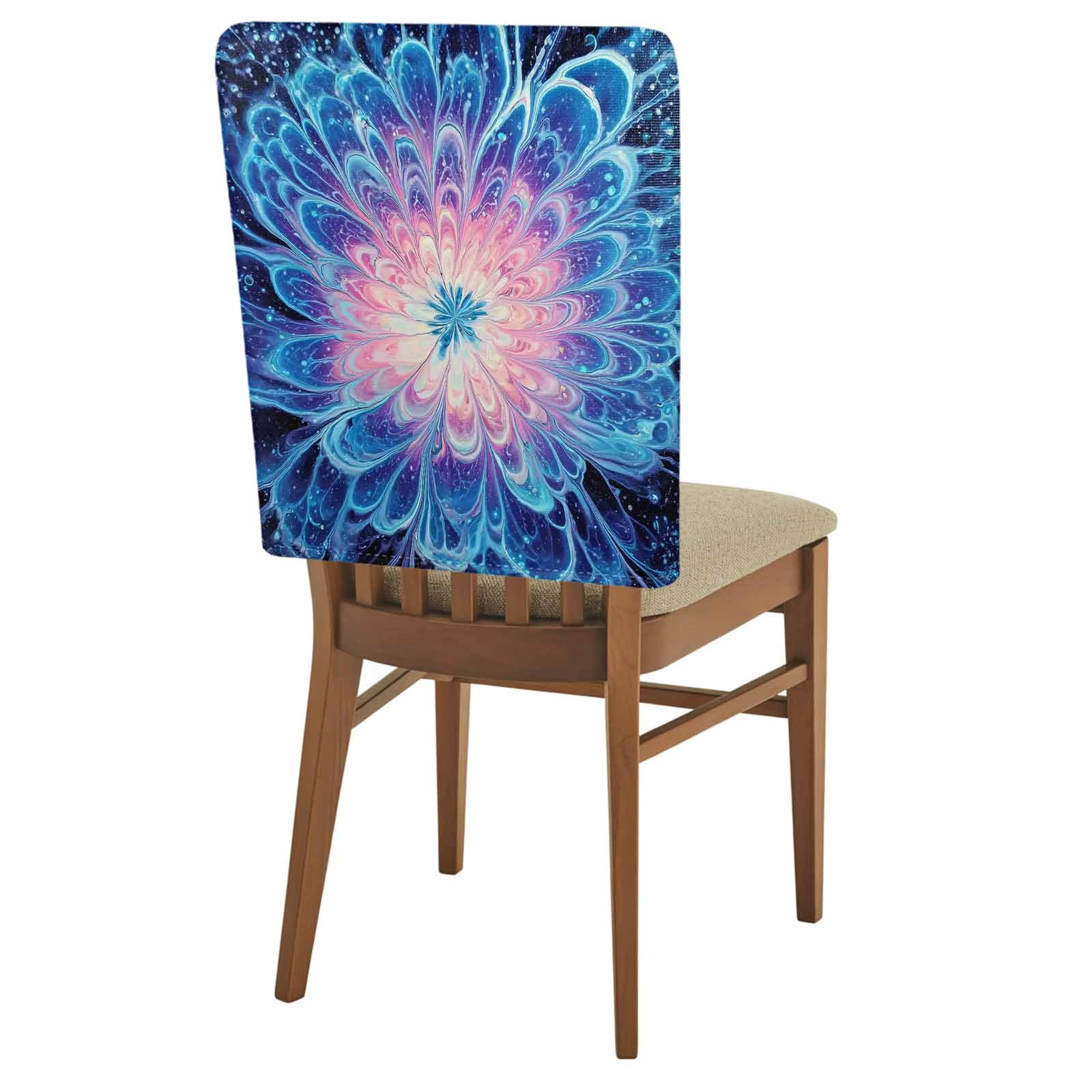 Blue Wave Floral Chair Back Covers Set of 6, Modern Abstract Gradual ...