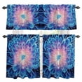 Blue Wave Floral Kitchen Curtains Set for Windows, Modern Abstract ...
