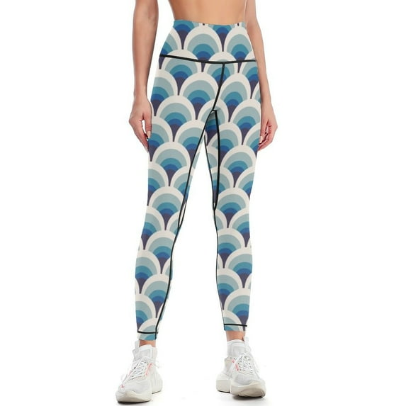 Blue Wave Gradient Retro Pattern Leggings sports for gym gym's ...