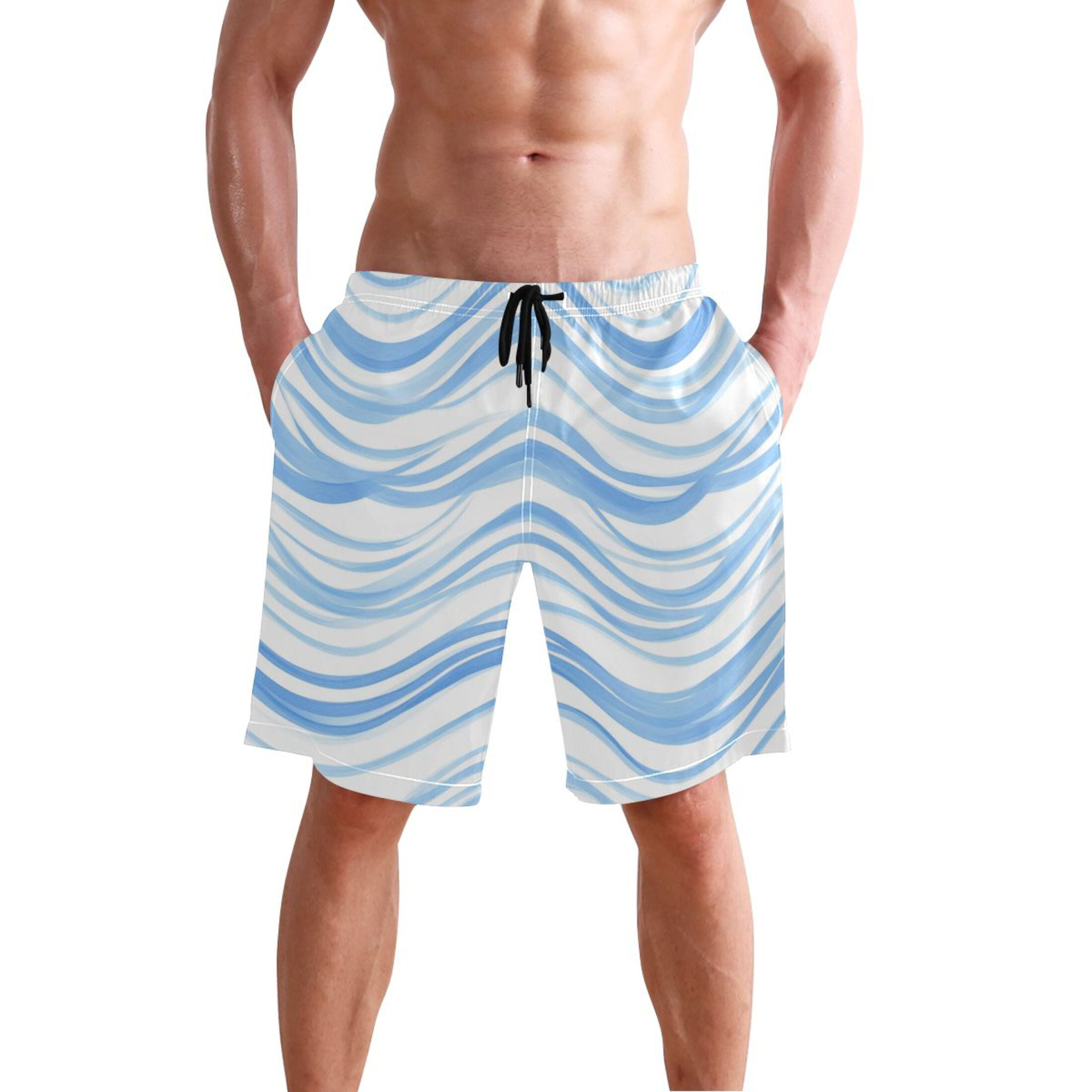 Blue Wave Line Pastel Colored Men's Swim Trunks Beach Shorts Bathing Bottoms XXL - Walmart.com