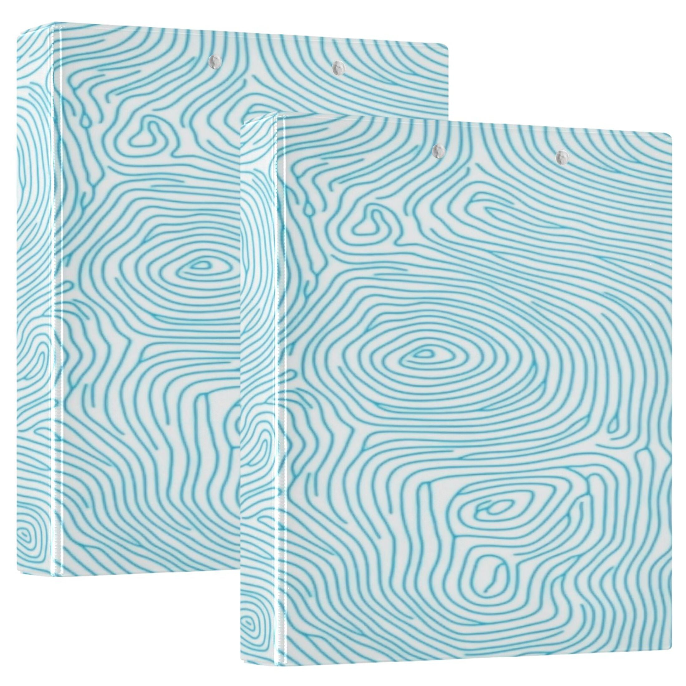 Blue Wave Pattern 12.4x10.6in PVC Round Ring Binders, 2-Pack, D-Ring 3 ...