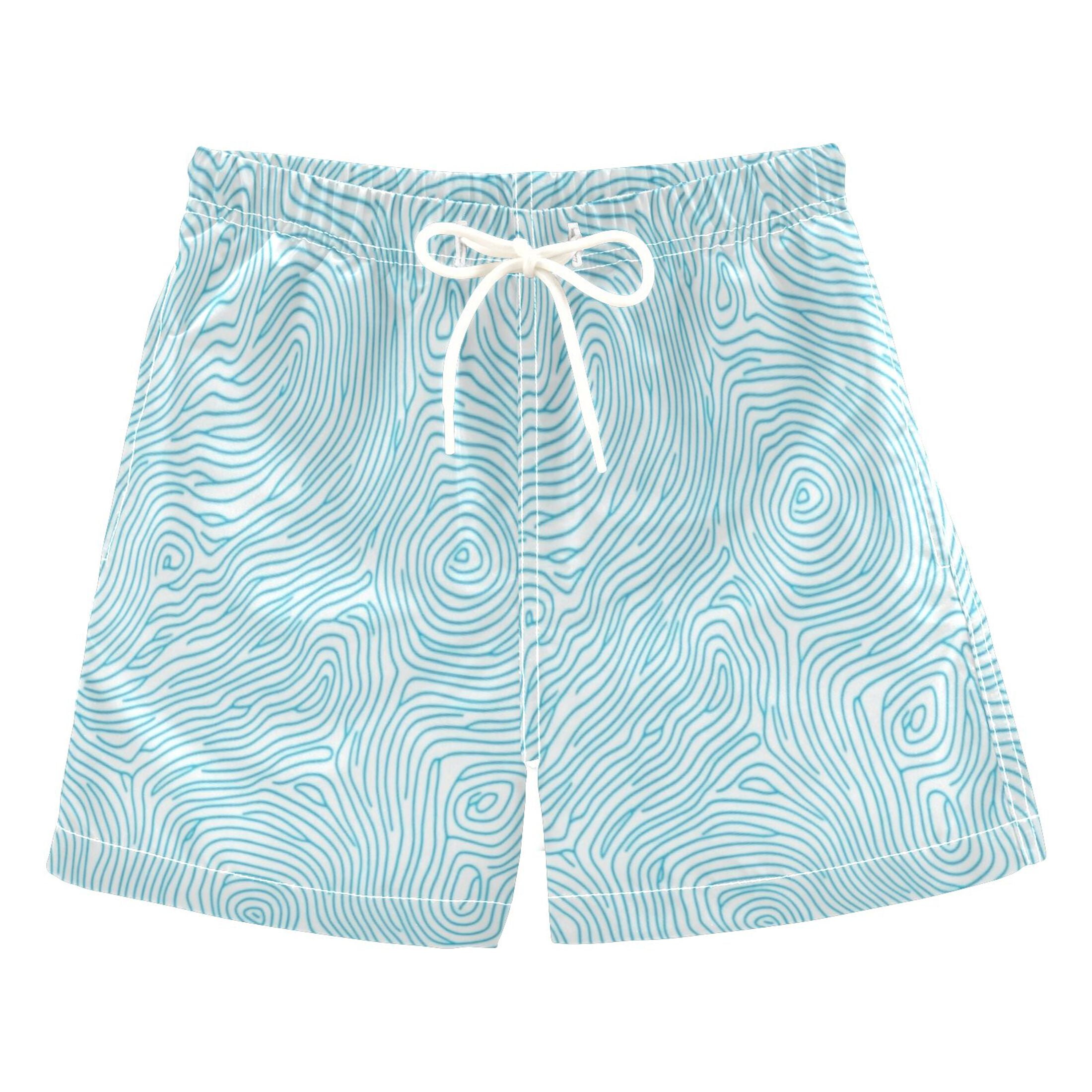 Blue Wave Pattern Boys' Swim Trunks Beach Pool Shorts Quick Dry Soft ...