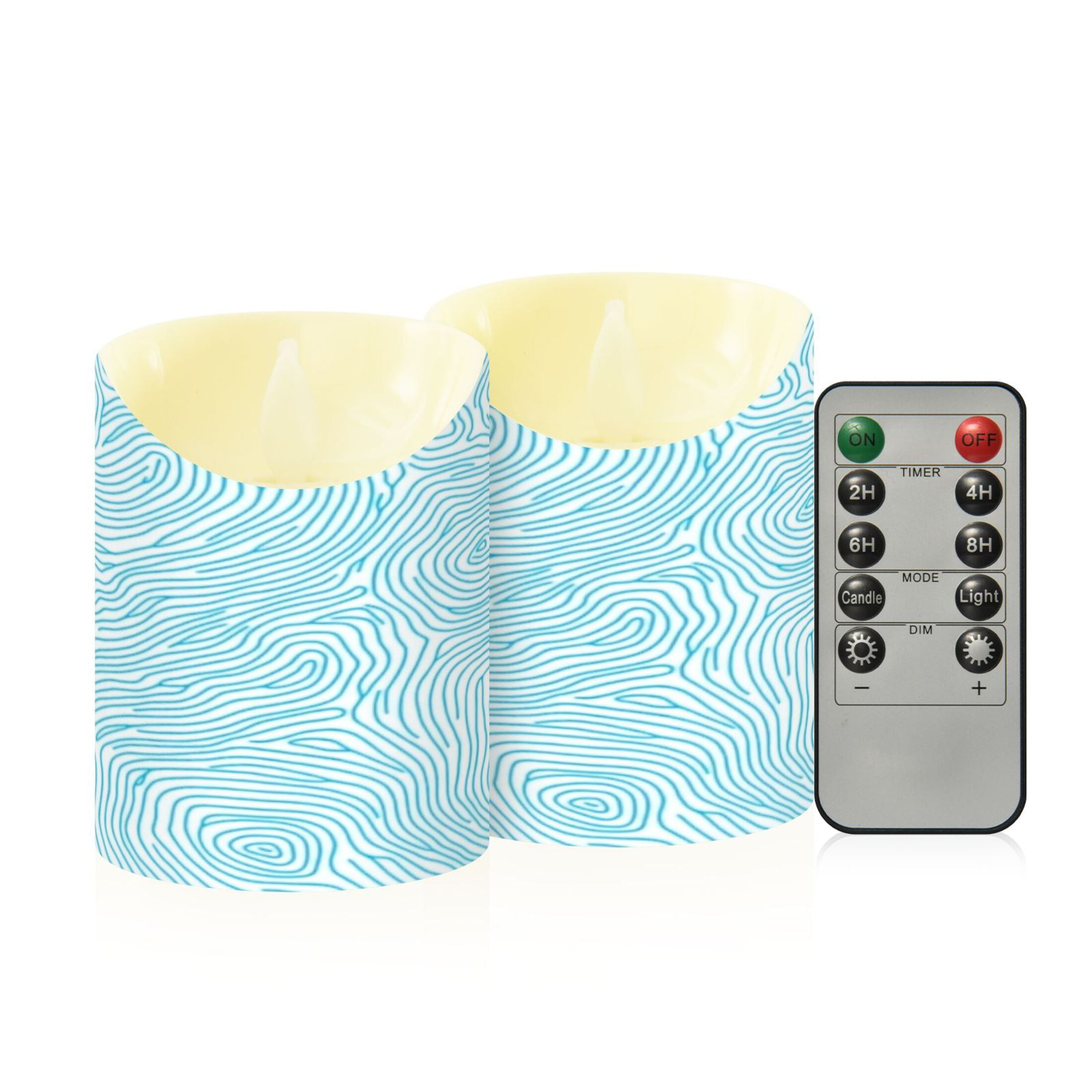 Blue Wave Pattern Flameless Candles 2 PCS with Remote Realistic Moving ...