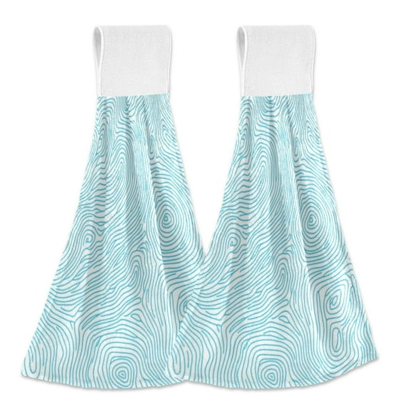 Blue Wave Pattern Hand Towels 2 Pack Quick Drying Home Storage Kitchen ...