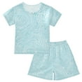 Blue Wave Pattern Summer Pajama Set Soft Cotton Short Sleeve Sleepwear ...