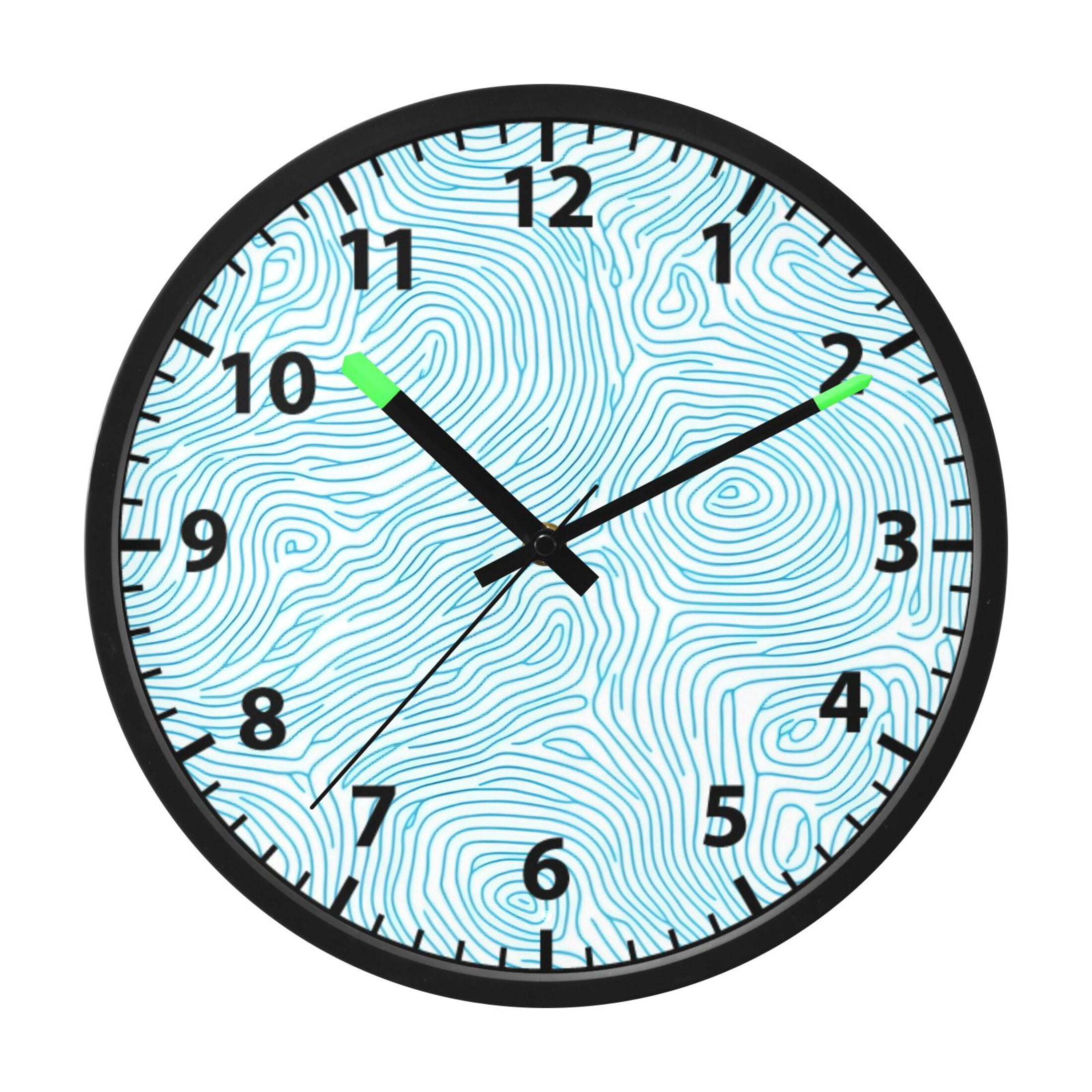 Blue Wave Pattern Wall Clock 12 Inch Voice Activated Night Light Silent ...