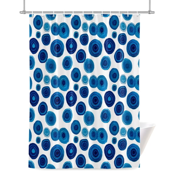 Blue Wave Point Shower Curtains for Bathroom, Retro Geometric ...