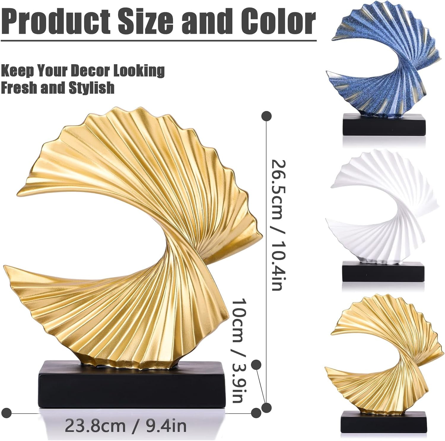 Blue Wave Resin Statue,Ocean Wave Sculpture Modern Funky Decor Wave Sea ...