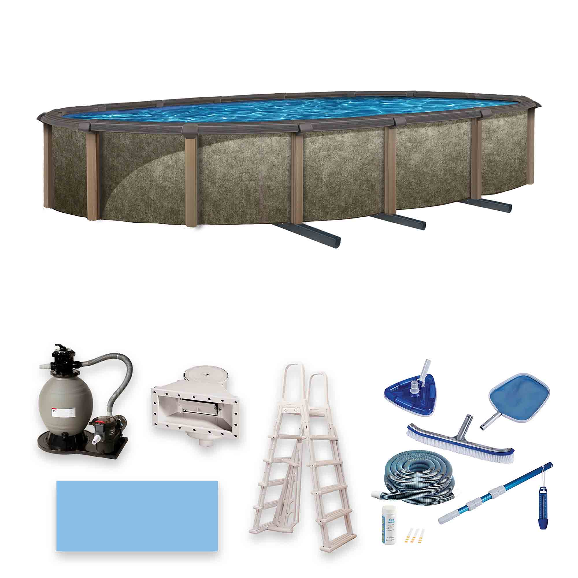 Free Shipping! Blue Wave Riviera 18-ft Round 54-in Deep 8-in Top Rail ...