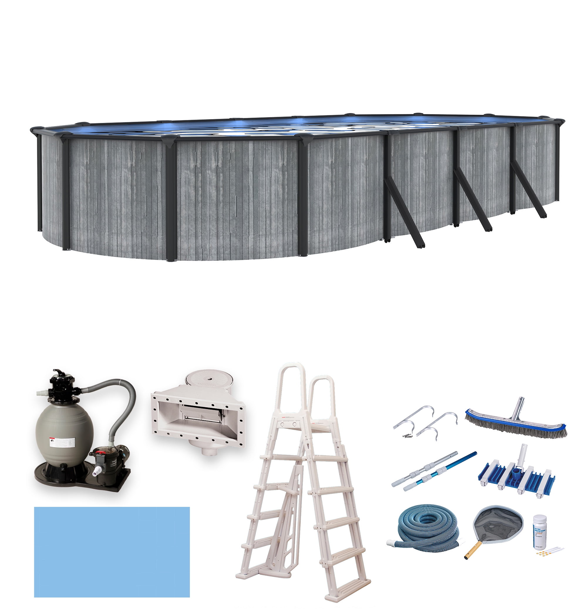 Blue Wave San Pedro 15x30-ft Oval 52-in Deep 6-in Top Rail Above Ground ...