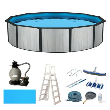 Blue Wave NB2530 Belize 27' Round 52'' Steel Pool with 6'' Top Rail ...