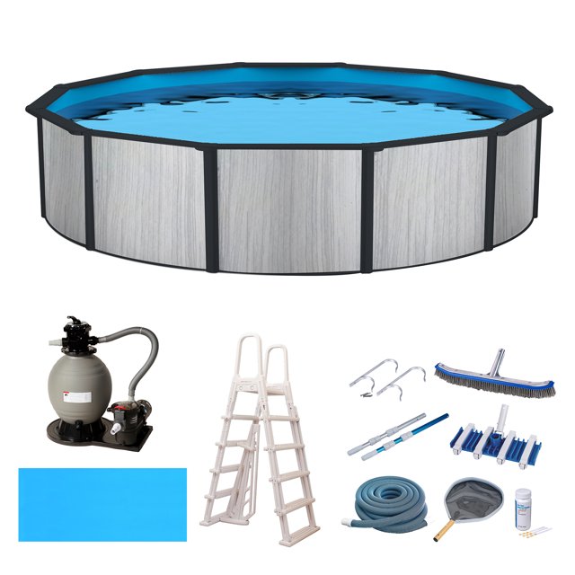 Blue Wave Savannah 24-ft Round 52-in Deep Hybrid Pool Package with 8-in ...