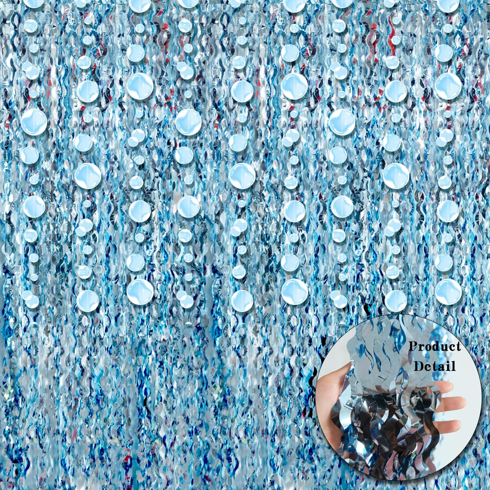 Blue Wave ShapedTRDN Streamers Ocean Themed Tinsel Foil Fringe Curtain ...