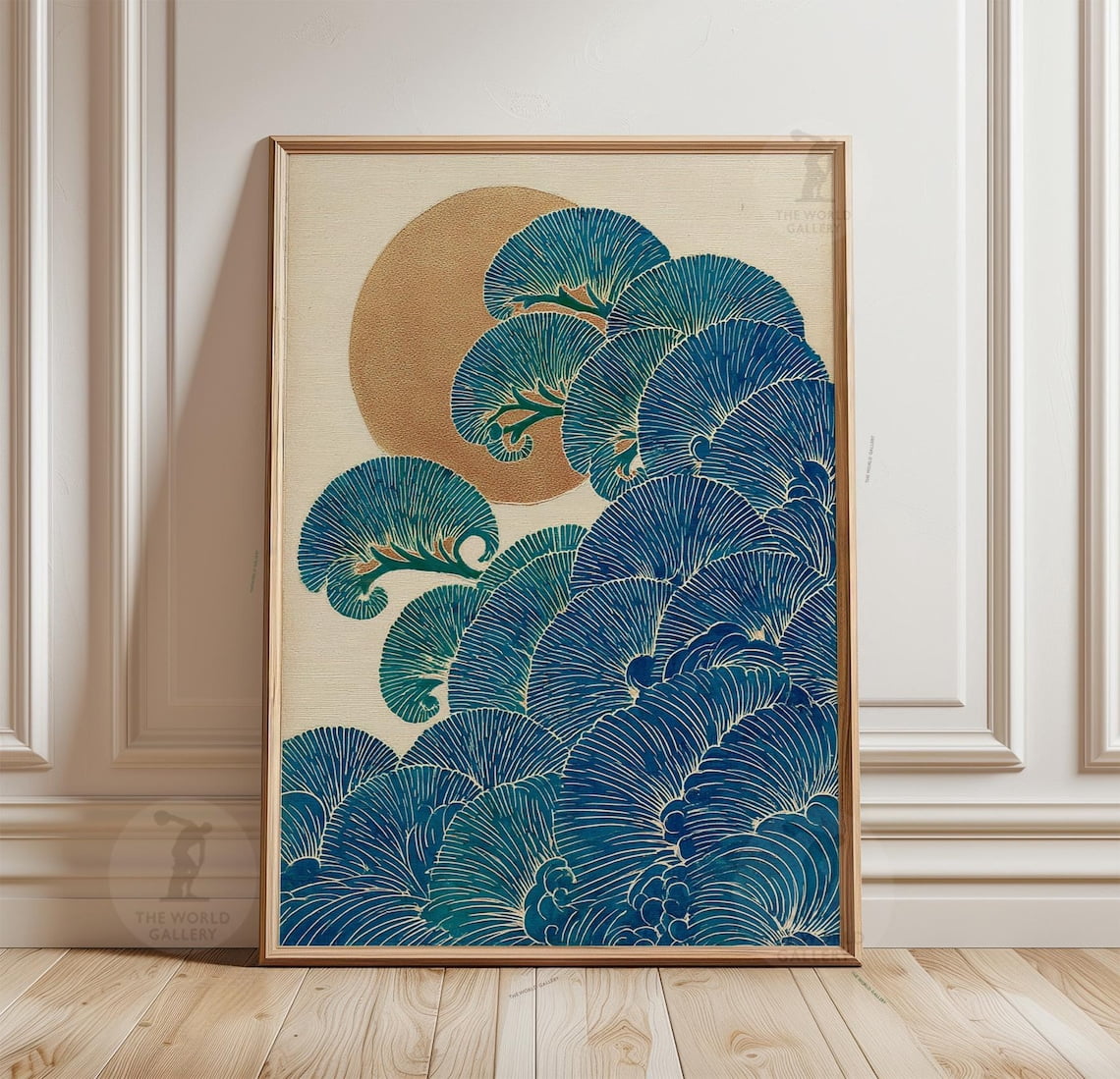 Blue Wave Sun Poster Japanese Inspired Ocean Teal Coastal Pattern ...