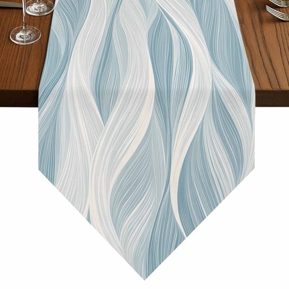 Blue Wave Table Runner for Dining Room, Modern Abstract Art Gradient ...