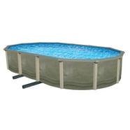 Belize 18-ft x 33-ft Oval 52-in Deep 6-in Top Rail Metal Wall Swimming ...