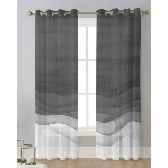 Blue Wave Watercolor Window Curtains Tulle Curtains Living Room Sheer ...