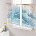 Blue Waves Abstract Sheer Curtains 45 Inch Length 2 Panels Set, Boho ...
