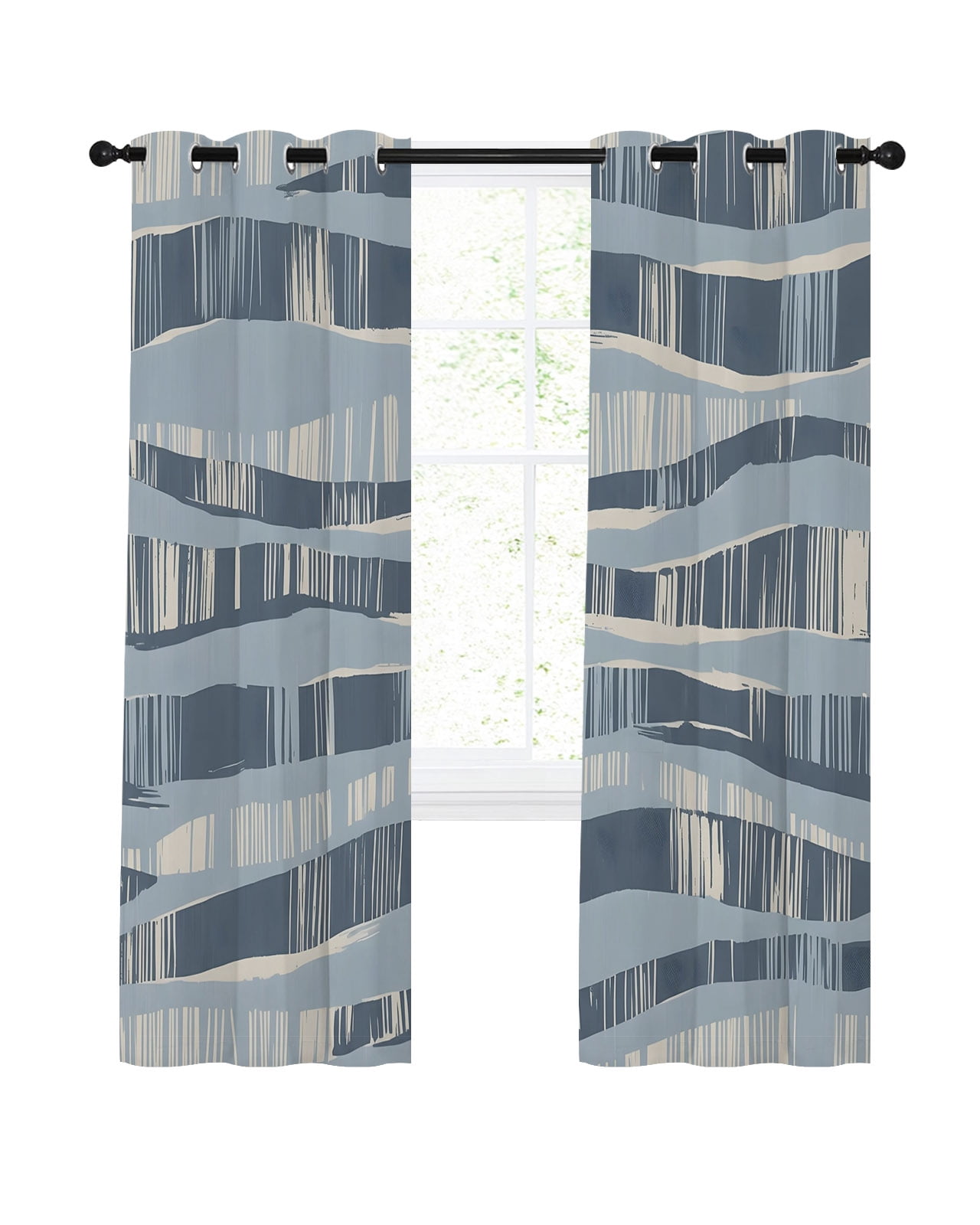 Blue Waves Blackout Curtains for Bedroom Living Room, Coastal Abstract ...