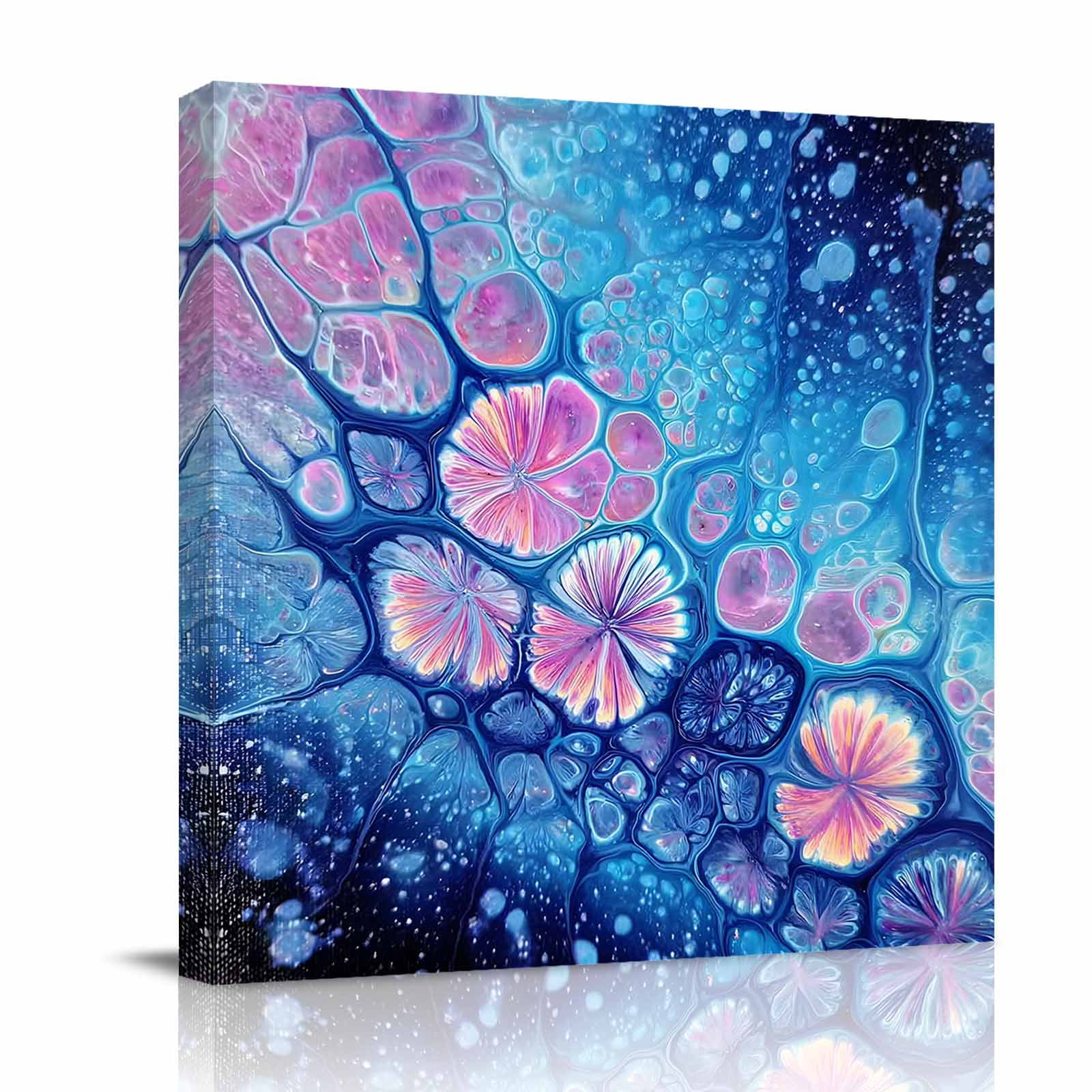Blue Waves Canvas Wall Art for Living Room, Modern Abstract Gradual ...