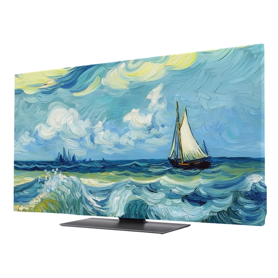 Blue Waves Coastal TV Cover for 55 Inch Screen, Stretch Fabric ...