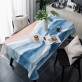 Blue Waves Coastal Table Cloth Waterproof Tablecloths, Light Blue Ombre ...