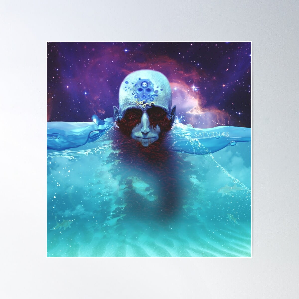 Blue Waves Collage Inspired By Zdzislaw Beksinski Poster Wall Art ...