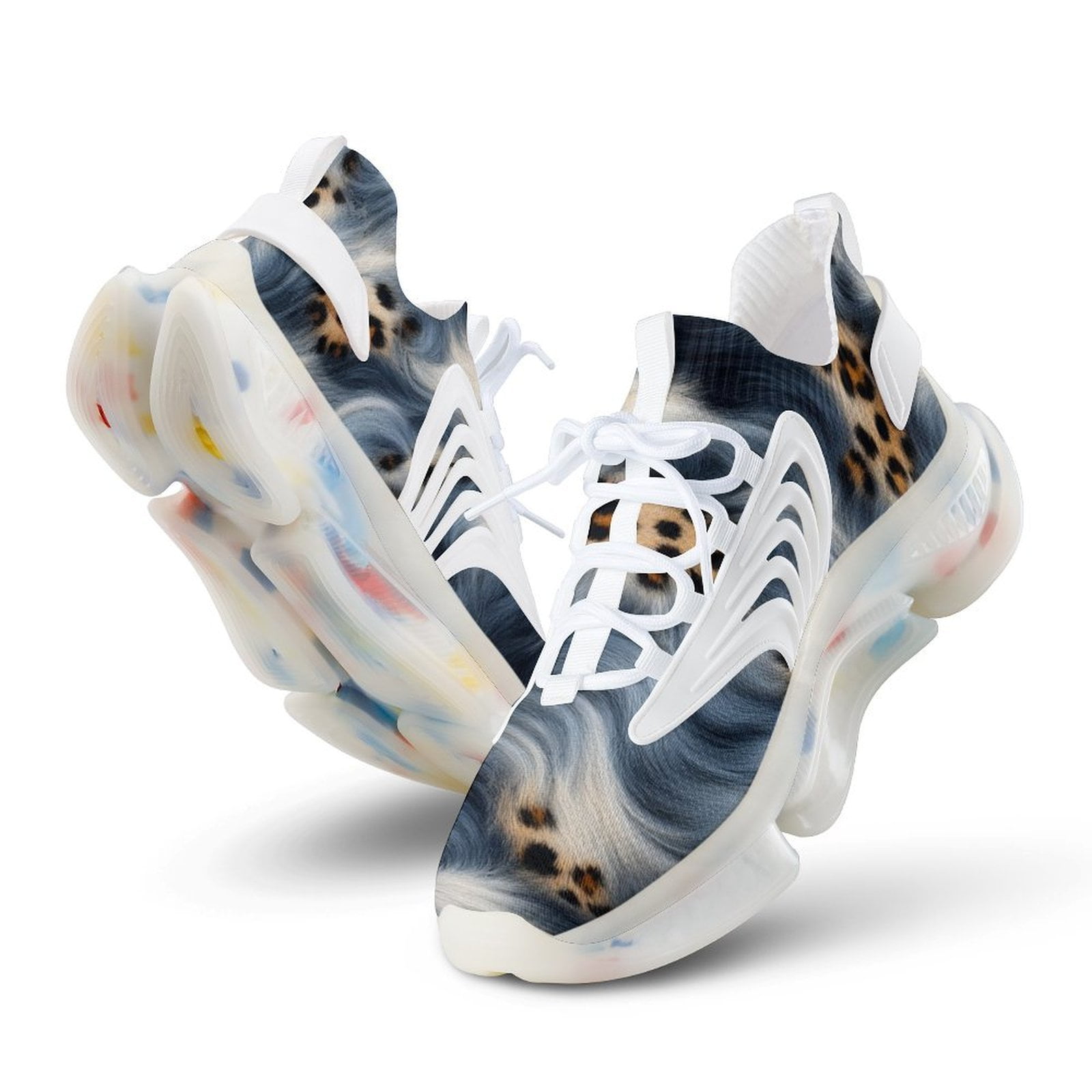 Blue Waves Leopard Print Walking Shoes for Men Woman Lightweight Tennis ...