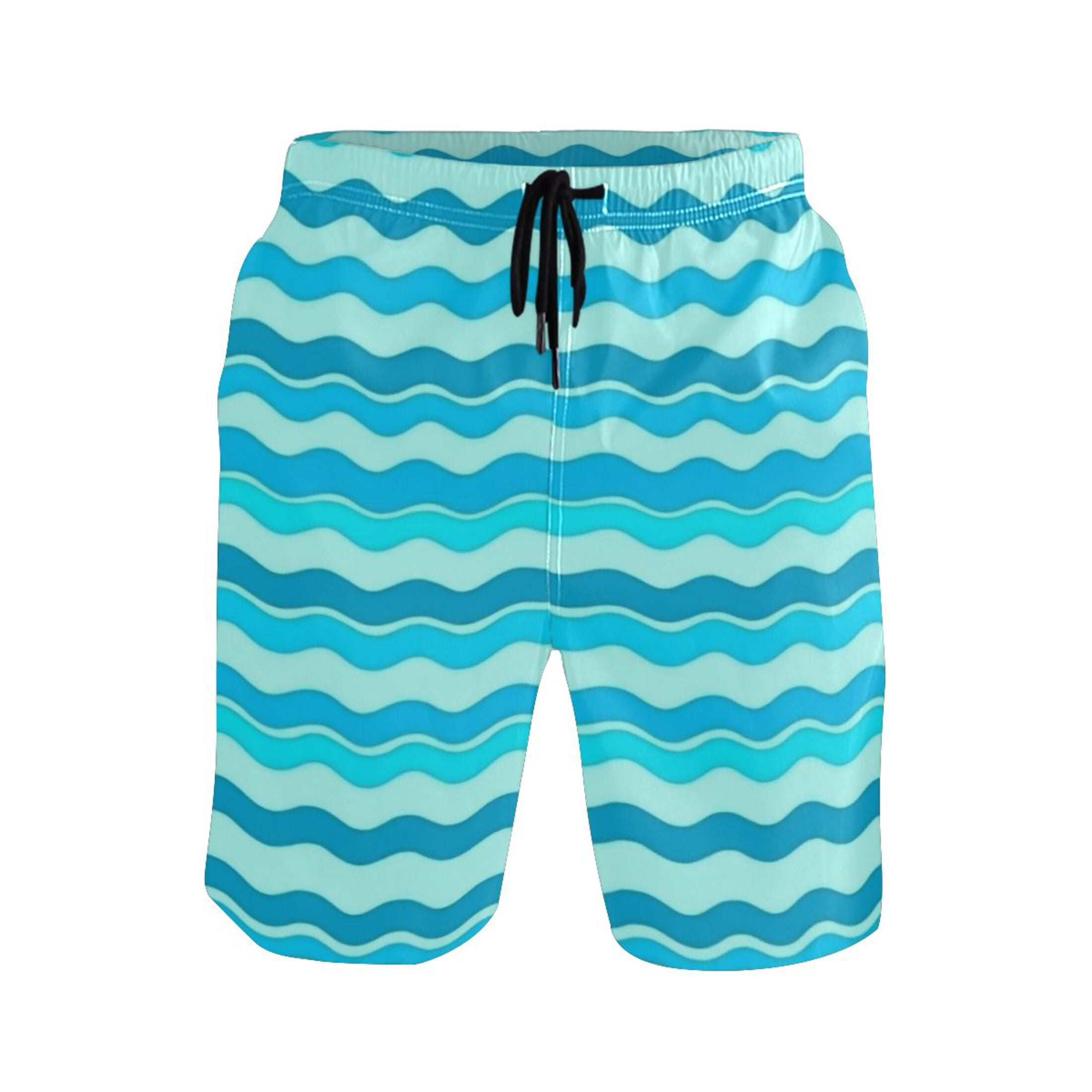 Blue Waves Pattern Mens Swim Trunks Quick Dry Board Shorts Breathable ...