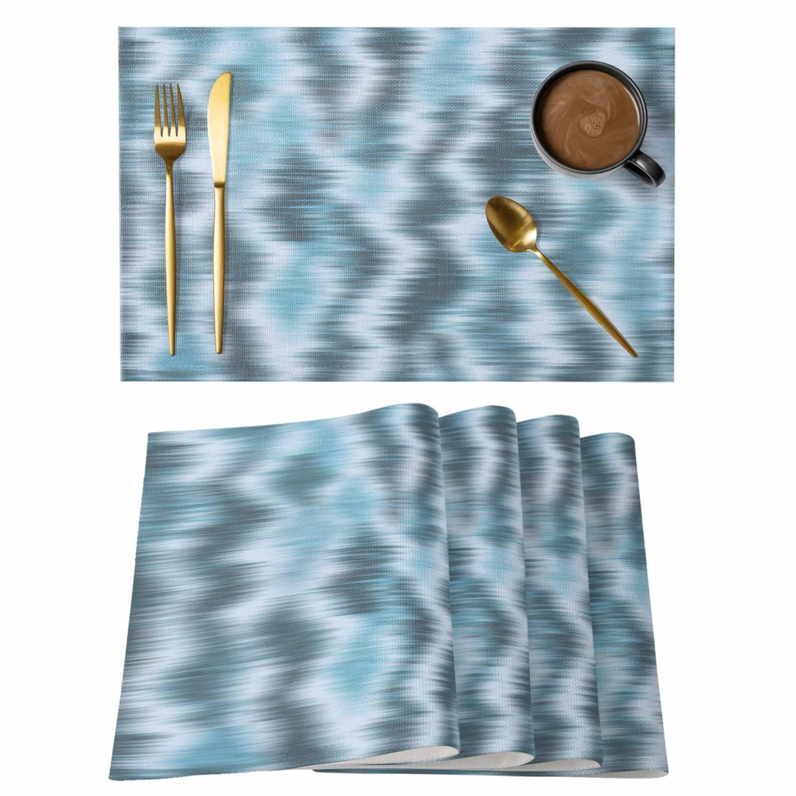 Blue Waves Placemats Set of 1, Country Abstract Minimalist Blurred ...