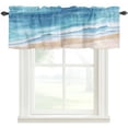 Blue Waves Rod Pocket Curtain Valance, Gradient Beach Abstract Oil ...