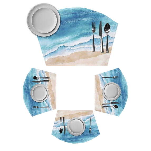 Blue Waves Round Table Placemats Set of 6 Wedge Placemats, Gradient ...