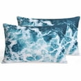 Blue Waves Seaside Lumbar Pillow Covers 12 x 20 Inch Pillow Covers Set ...