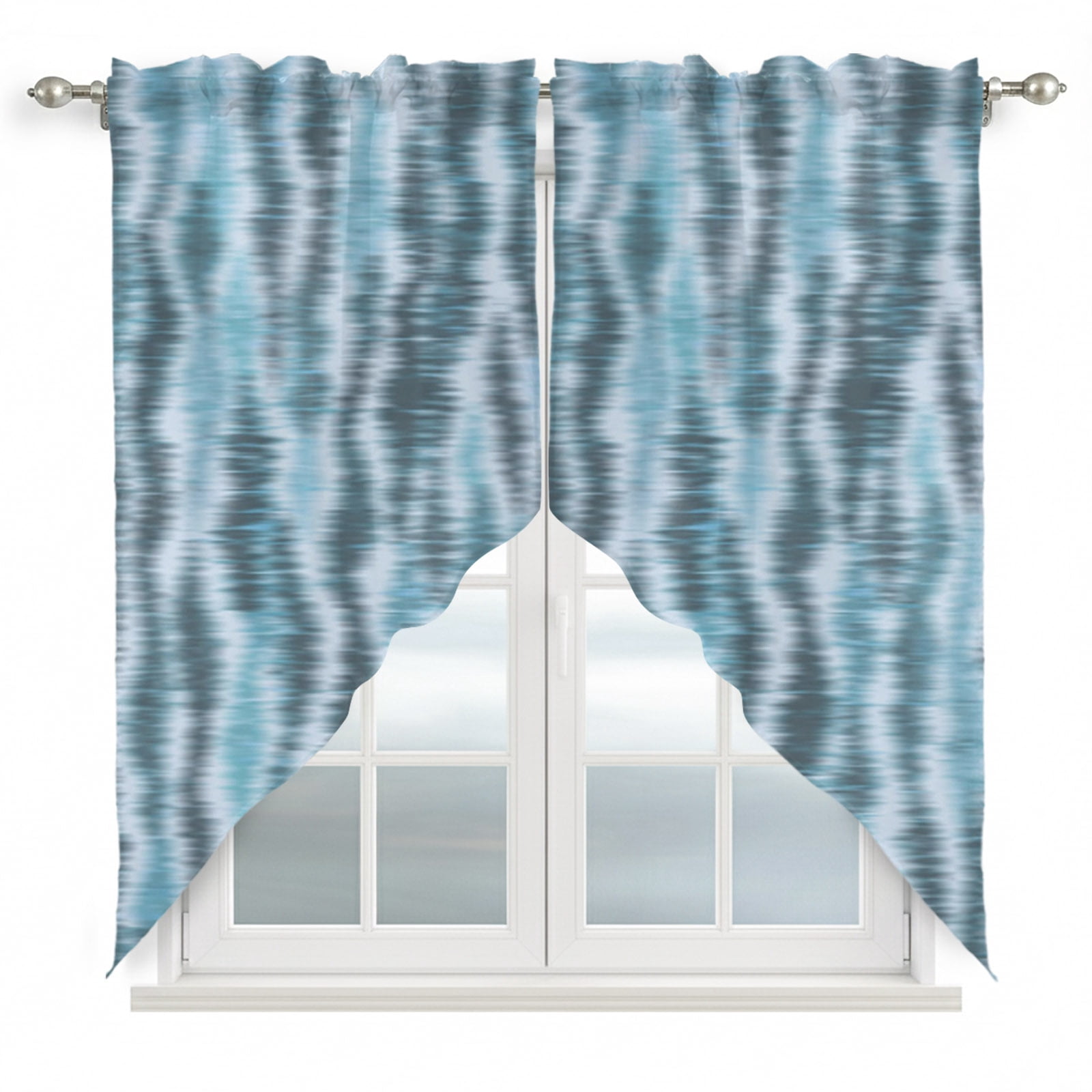 Blue Waves Swag Valances for Windows 2 Pack Country Abstract Minimalist ...