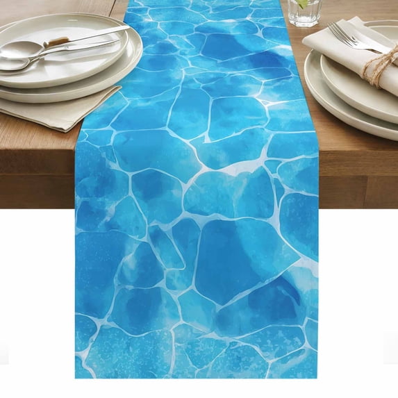 Blue Waves Table Runner Seaside Summer Ocean Nautical Coastal ...