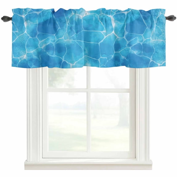 Blue Waves Valances for Windows Farmhouse Kitchen Curtains Valances Rod ...