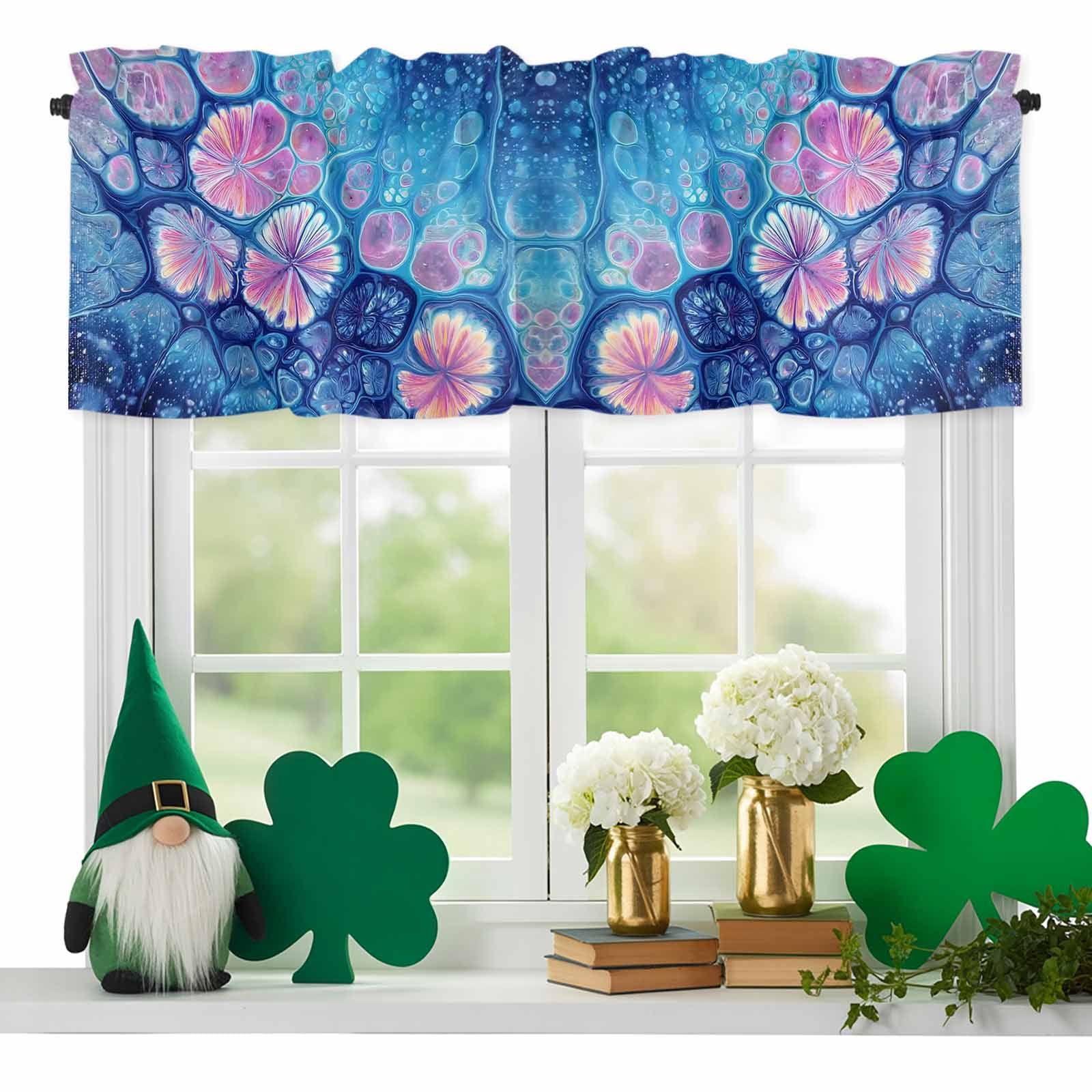 Blue Waves Valances for Windows, Modern Abstract Gradual Blue Red Ocean ...