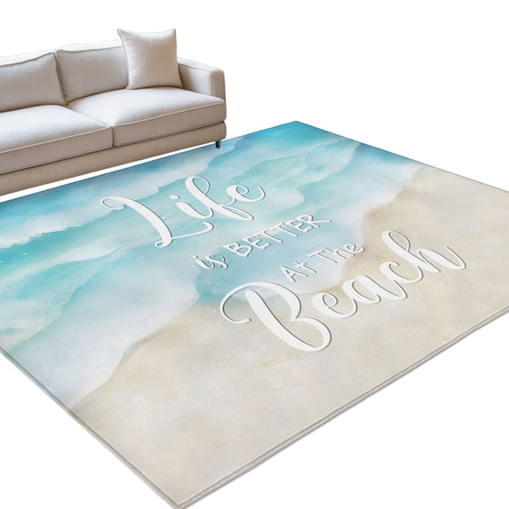 Blue Waves Washable Rug 6x9 Area Rug for Living Room Bedroom Non Slip ...