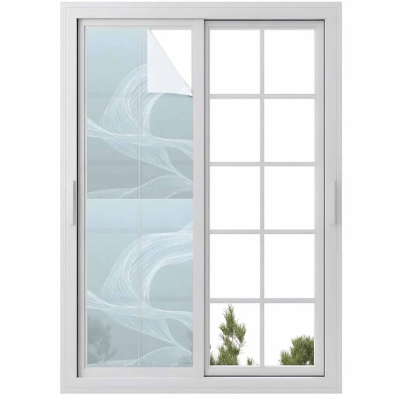 Blue Waves Window Privacy Film Abstract Minimalist Flowing Pale Blue ...