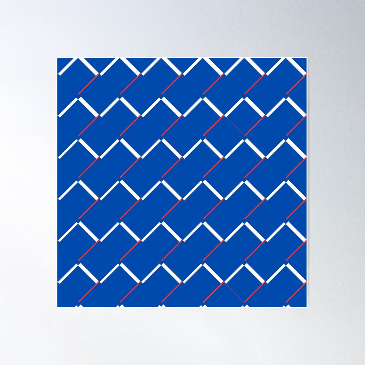 Blue Waves With White Zigzags Poster Wall Art, Modern Wall Decor For ...