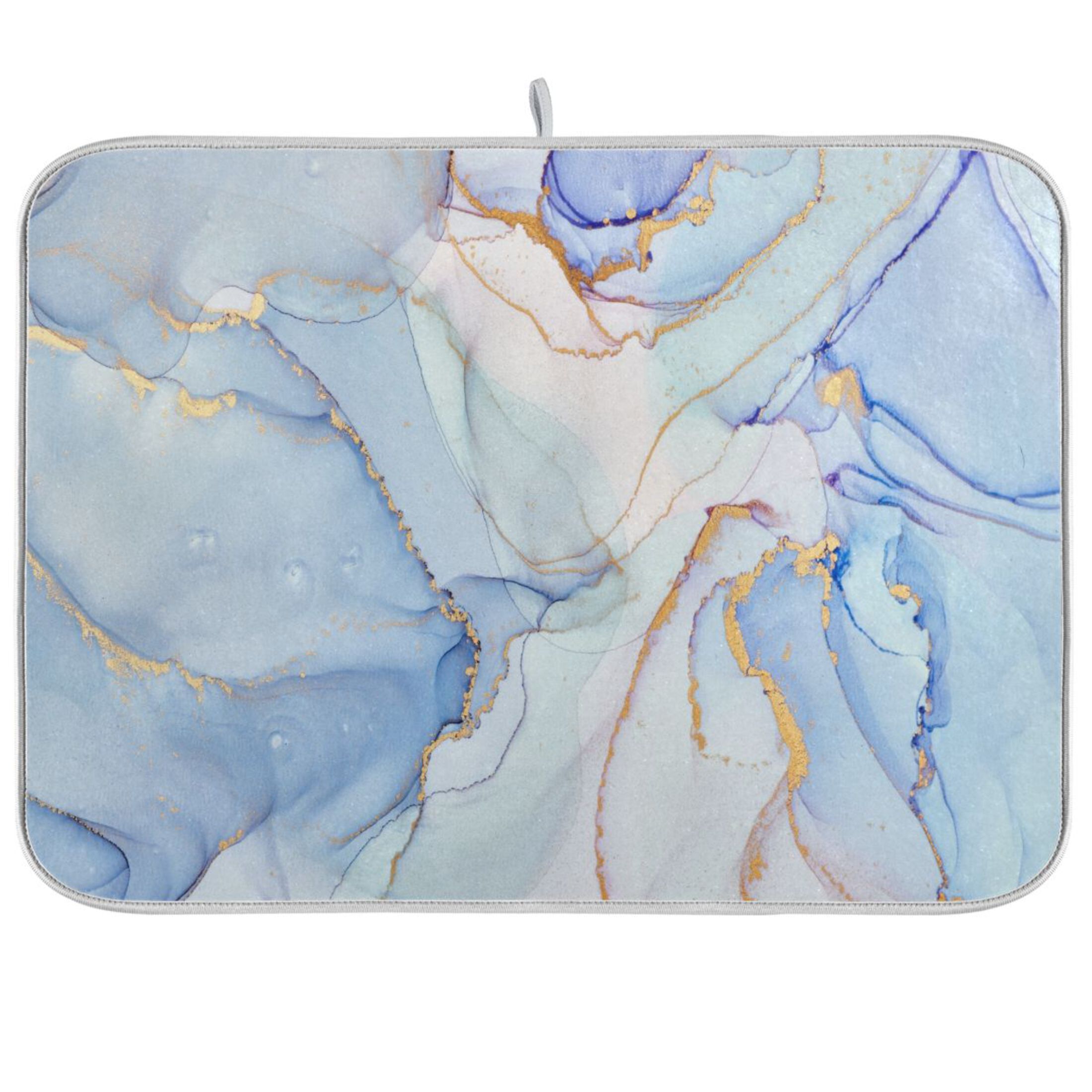 Blue Waves and Golden Dish Drying Mat Microfiber Kitchen Mats Large ...