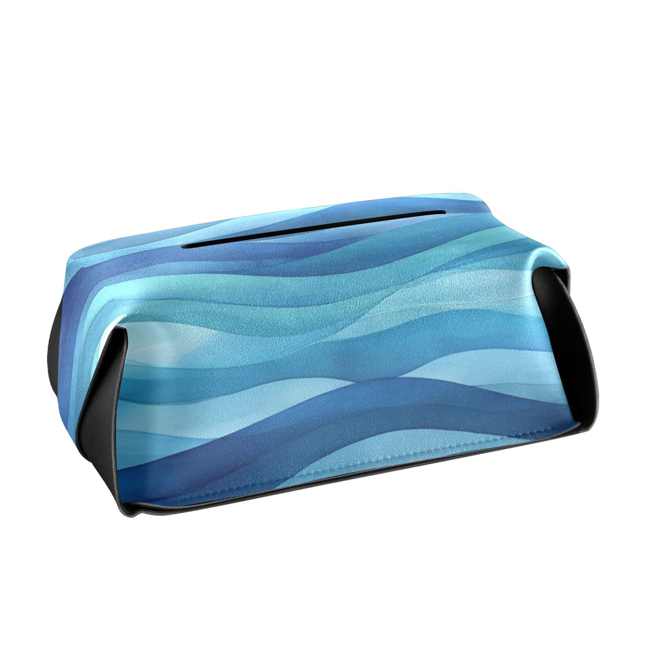 Blue Wavy Art Pattern Tissue Holders for Bathrooms Leather PVC ...