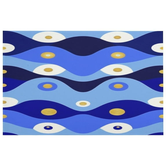 Blue Wavy Dot Pattern Adult Home Decor Bedroom Living Room Crystal ...