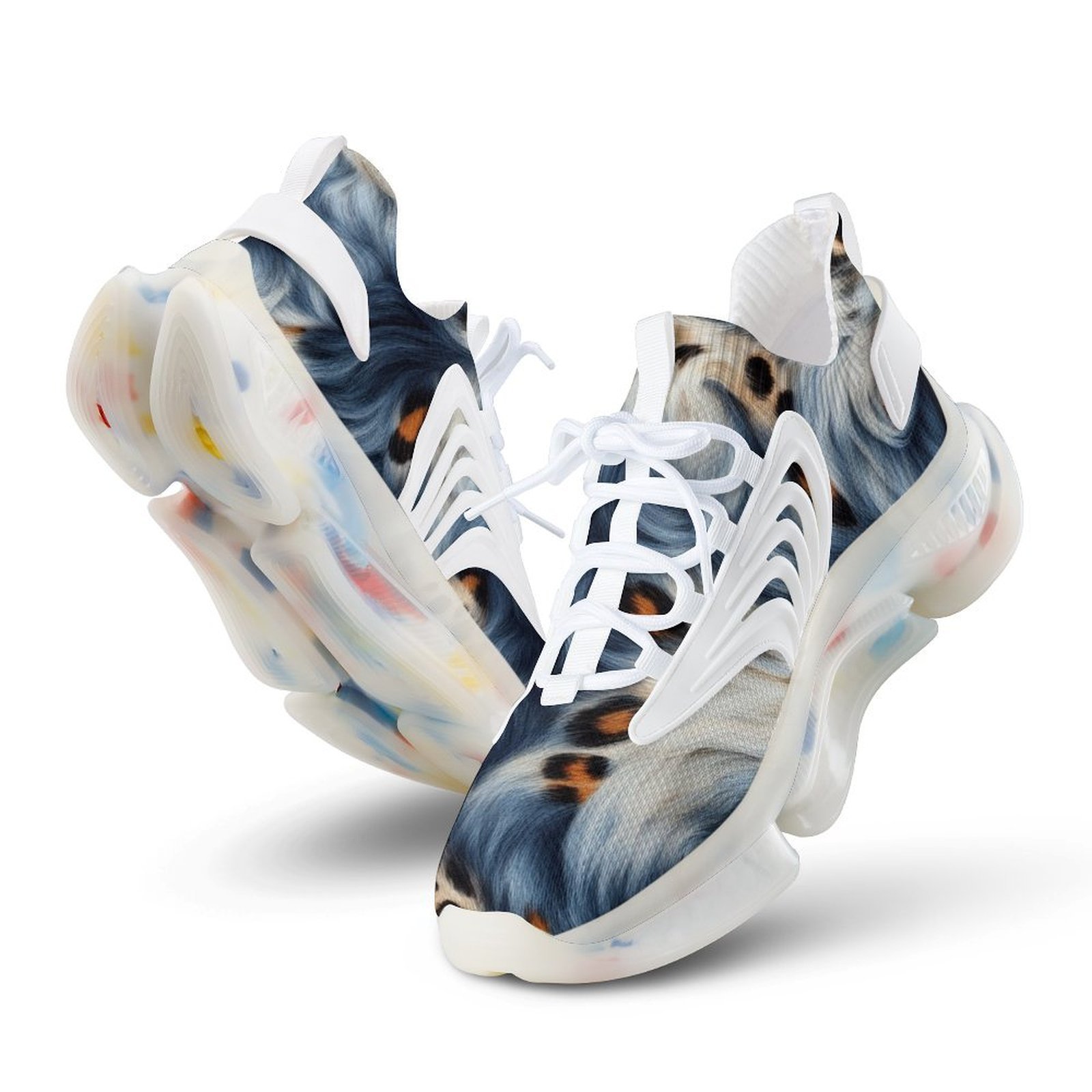 Blue Wavy Leopard Spots Walking Shoes for Men Woman Lightweight Tennis ...