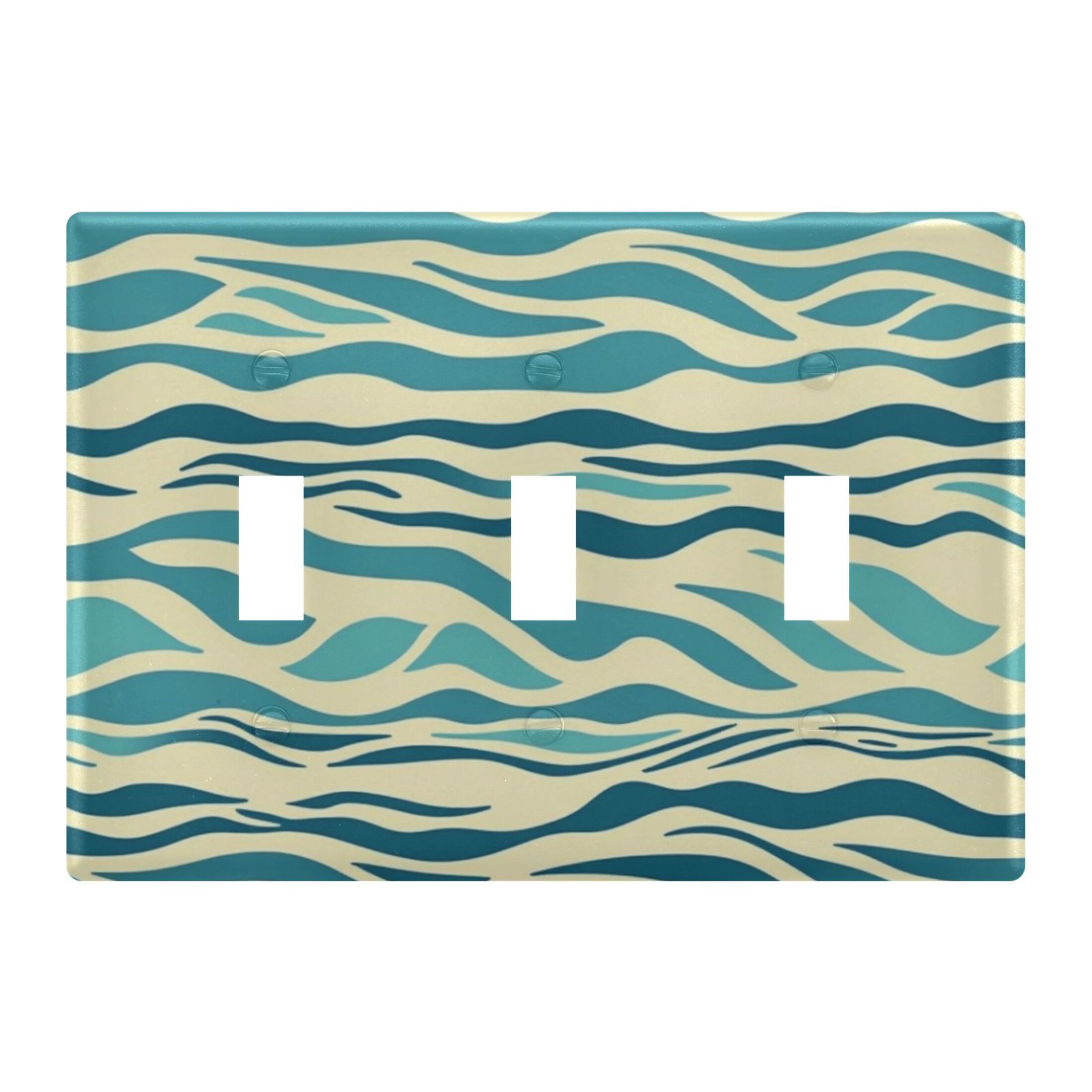 Blue Wavy Light Switch Cover Decorative 3 Gang Wall Plate Toggle ...