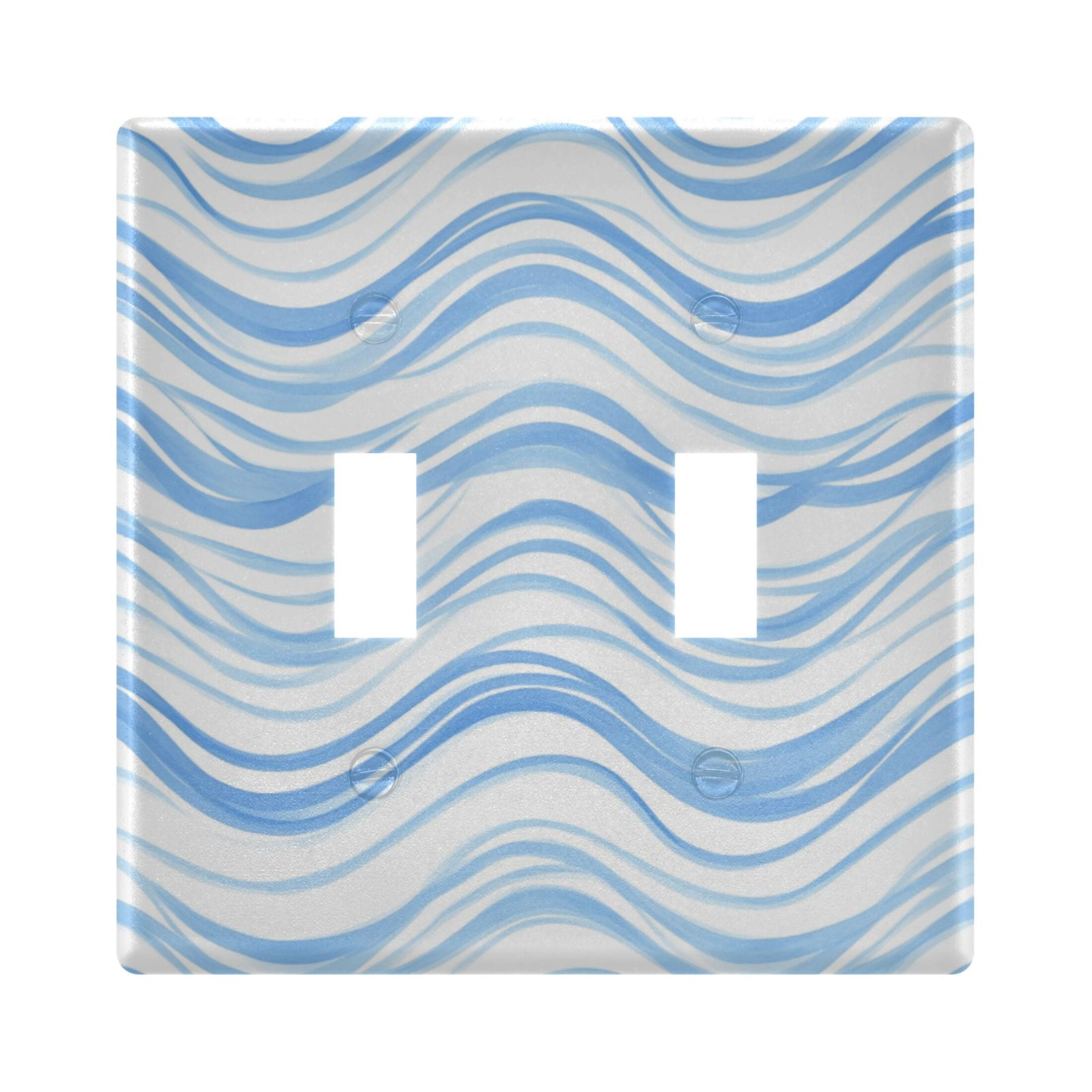 Blue Wavy Line Pastel Colored Light Switch Cover Electrical Outlet ...