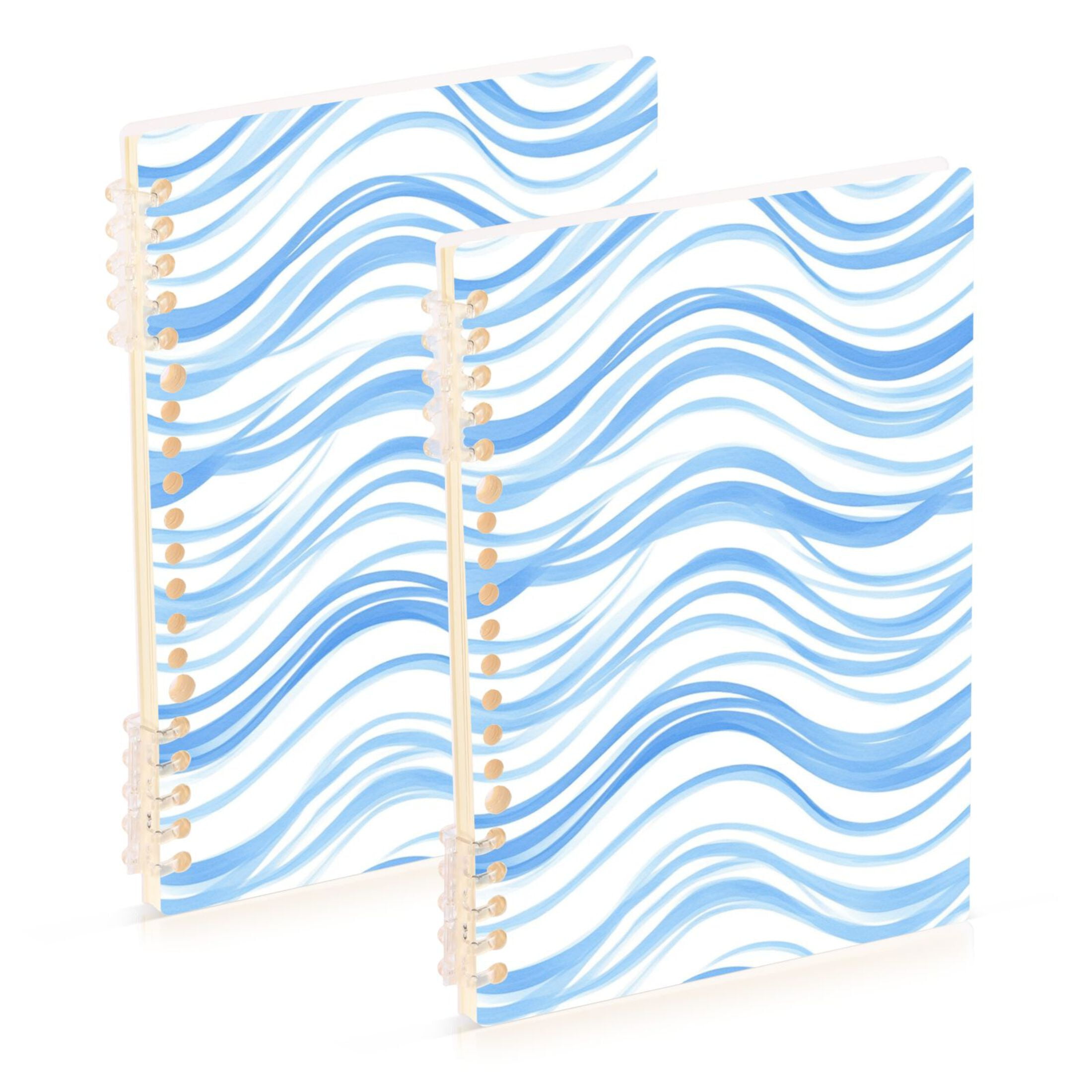 Blue Wavy Line Pastel Colored Notebook Detachable Coil Notebook Diary ...