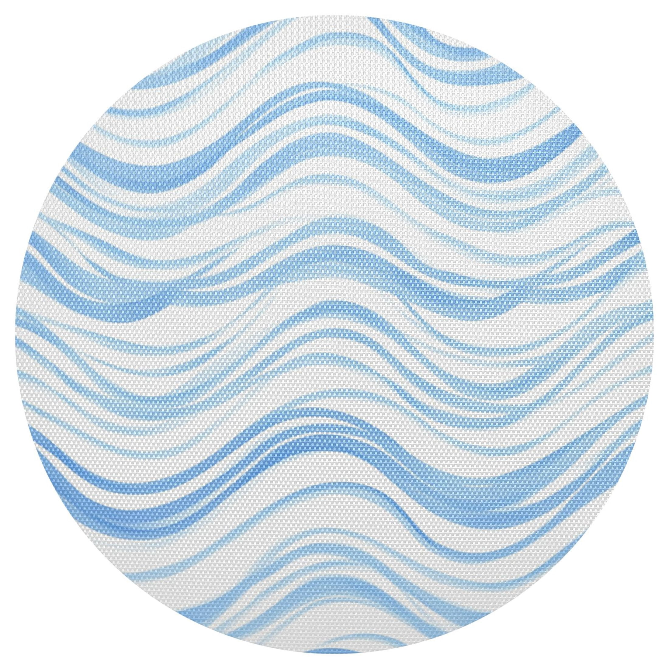 Blue Wavy Line Pastel Colored PVC Round Grid Placemat Table Mat 1 Pc 15 ...